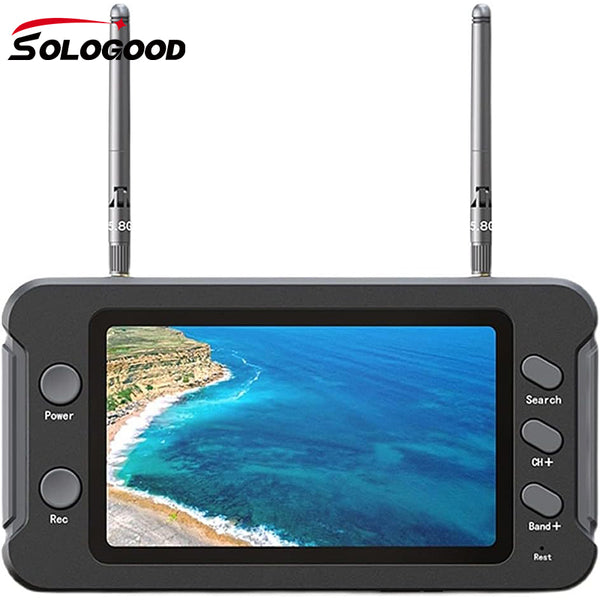 SoloGood 800*480 5.8G FPV Monitor with DVR 40CH 4.3 Inch LCD Display 16:9 NTSC/PAL Auto Search ...